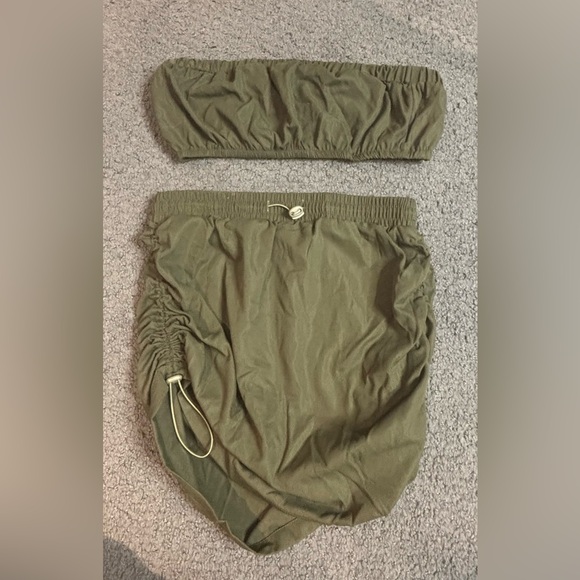 SHEIN | Dresses | Shein Womens Olive Green Solid Tube Top Drawstring ...